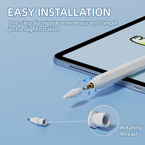 nimin Replacement Tips for Apple Pencil 2nd Gen & 1st Gen- [8 Pack] Apple Pencil Spare No Wear Out Fine Point Precise Control Apple Pen Tip, Plastic Tips + Metal Tips