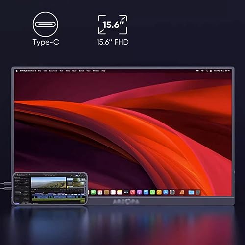 Portable Monitor for Laptop 15.6-inch IPS 144HZ Cell Phone External Screen Laptop Expansion Screen Gaming Machine Sub-Screen Multi-Function Sub-Screen Portable Monitor