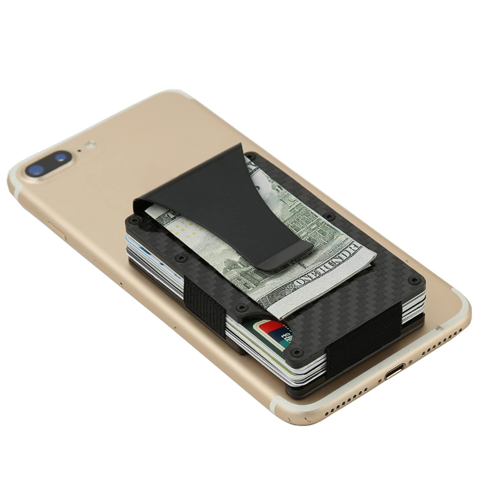 Yunnyp Minimalist Wallet for Men Carbon Fiber Wallet RFID Blocking Aluminum Slim Cash Credit Card Holder