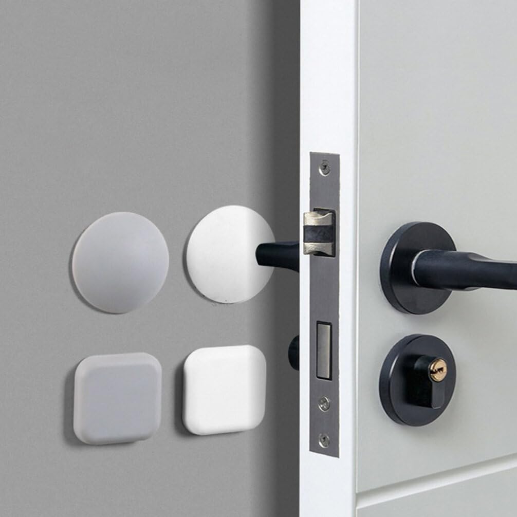 ULTECHNOVO Door Stoppers Wall Protector, 4pcs Silicone Reusable Door Bumper Self Adhesive Quiet Absorbent Gel Door Knobs Wall Protector for Home Office Gray