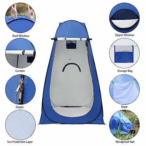 Portable Outdoor Instant Pop Up Tent Privacy Camping Shower Toilet Changing Room - Blue