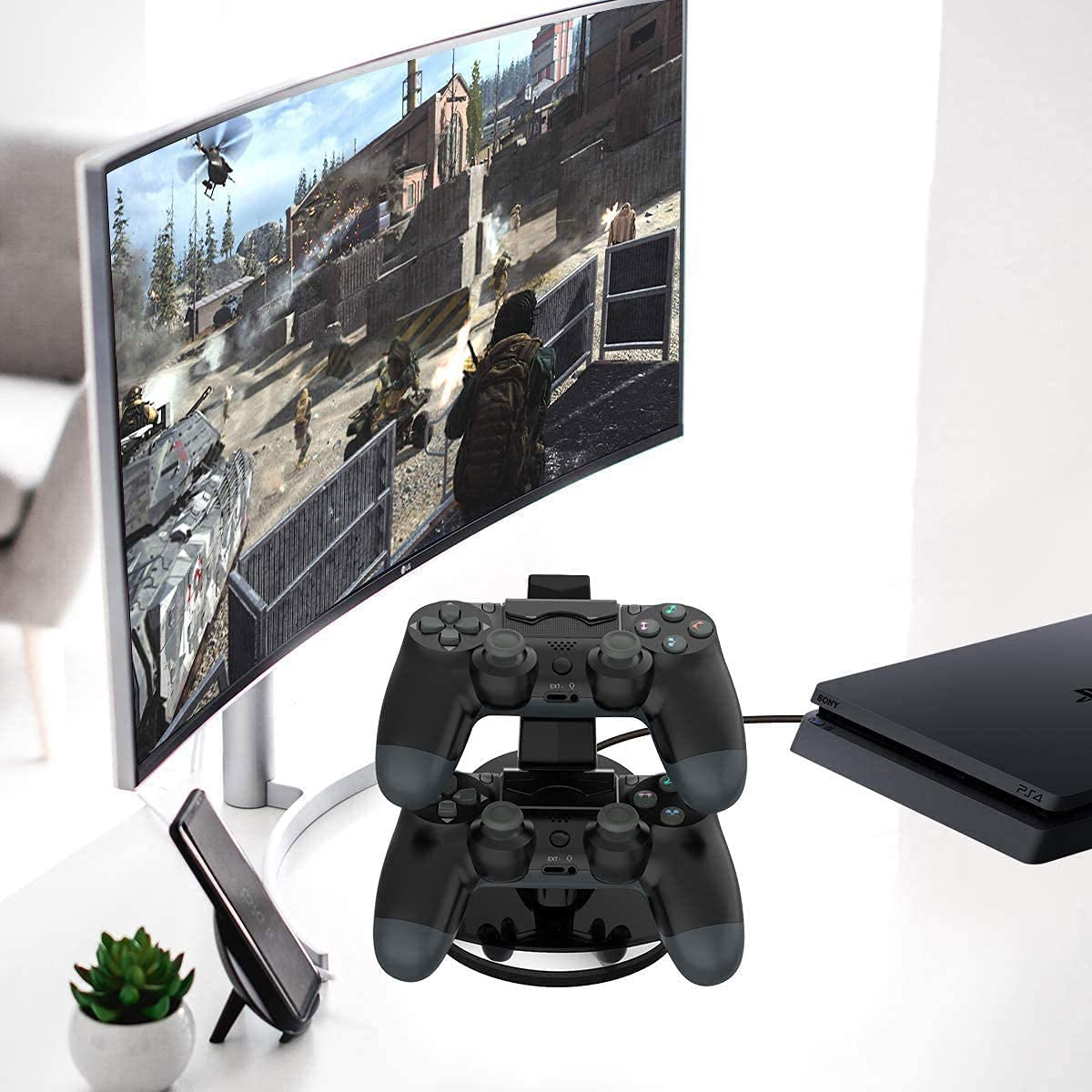 PS4 Controller Charger, Y Team Dual USB PS4 Charging Dock Station with Protection Chip LED Indicator, 2 Hrs Fast Safe Charging PS4 Charger for Playstation 4/PS4 Pro/PS4 Slim