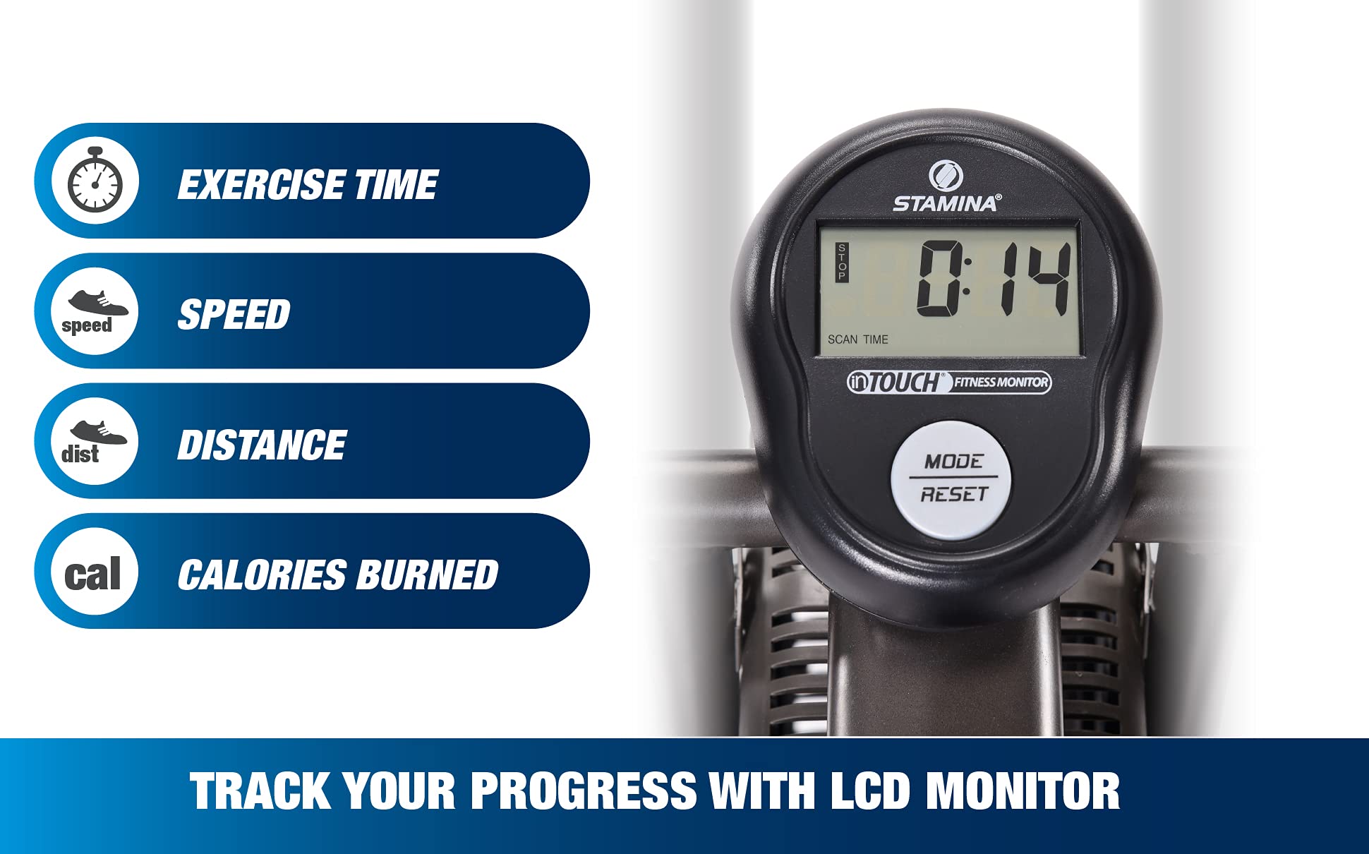 Stamina Air Resistance Bike 876 - Smart Workout App, No Subscription Required - Dynamic, Adjustable Tension - Multi-Function LCD Monitor - Dual-Action Arms to Engage The Upper Body