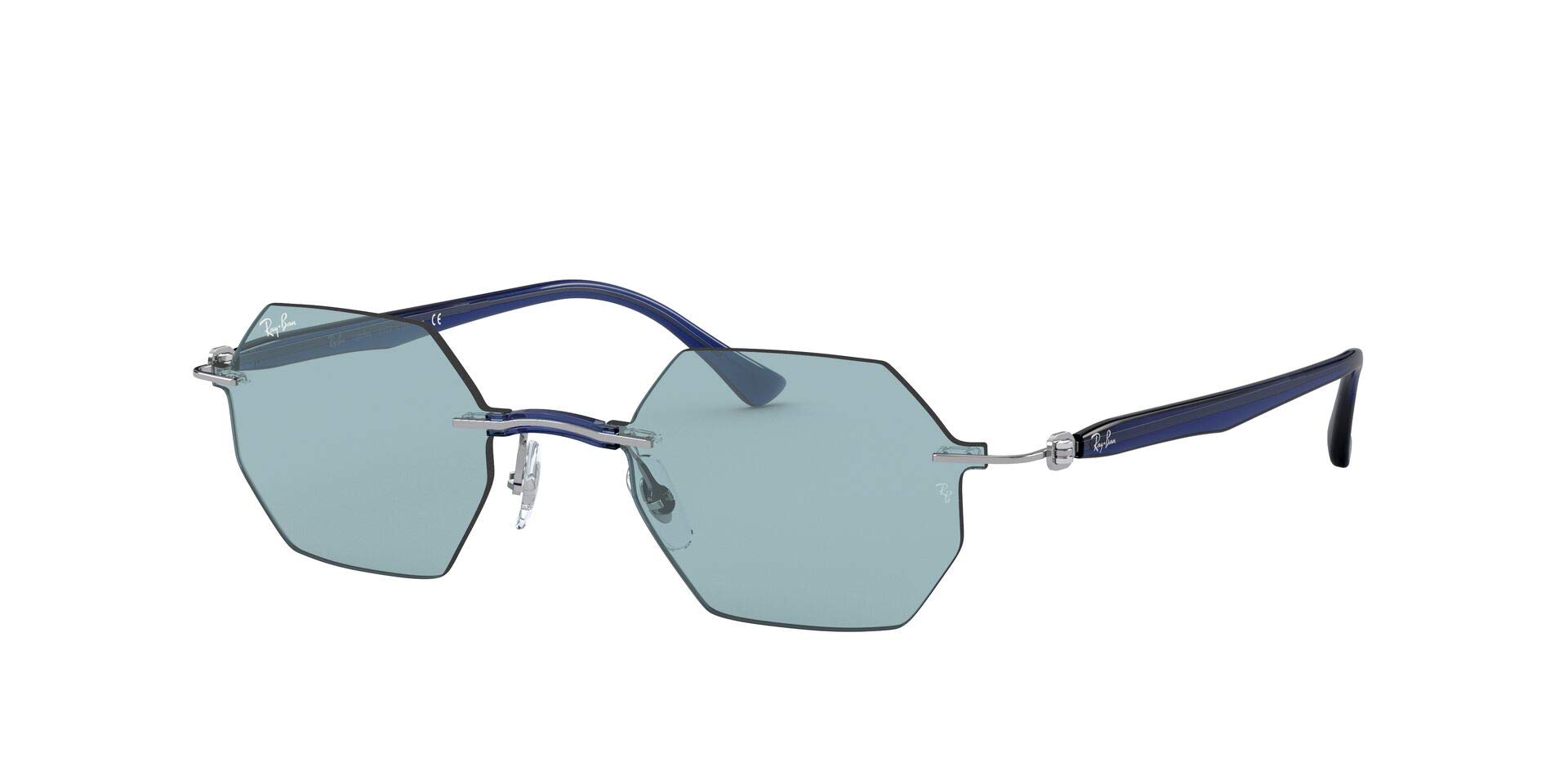 Ray-Ban Rb8061 Titanium Octagonal Sunglasses, Gunmetal/Blue, 53 mm