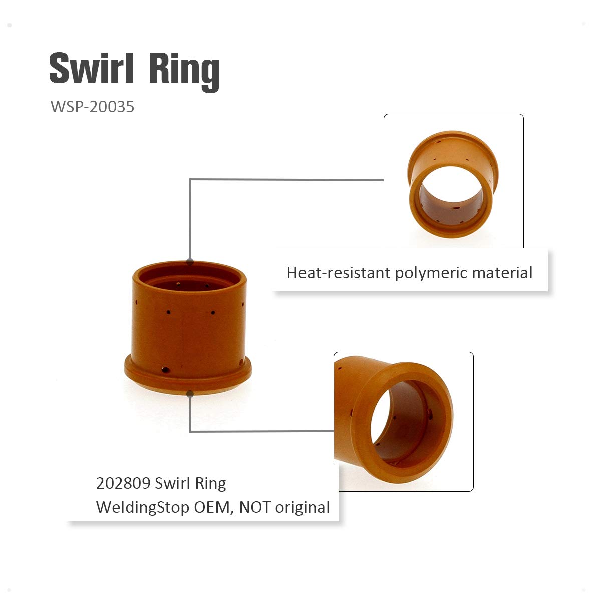 WeldingStop 176655 Electrode 176656 Tip 202809 Swirl Ring fit for Miller Spectrum 375 X-treme Plasma Cutter ICE-25C ICE-27C Torch PKG-22