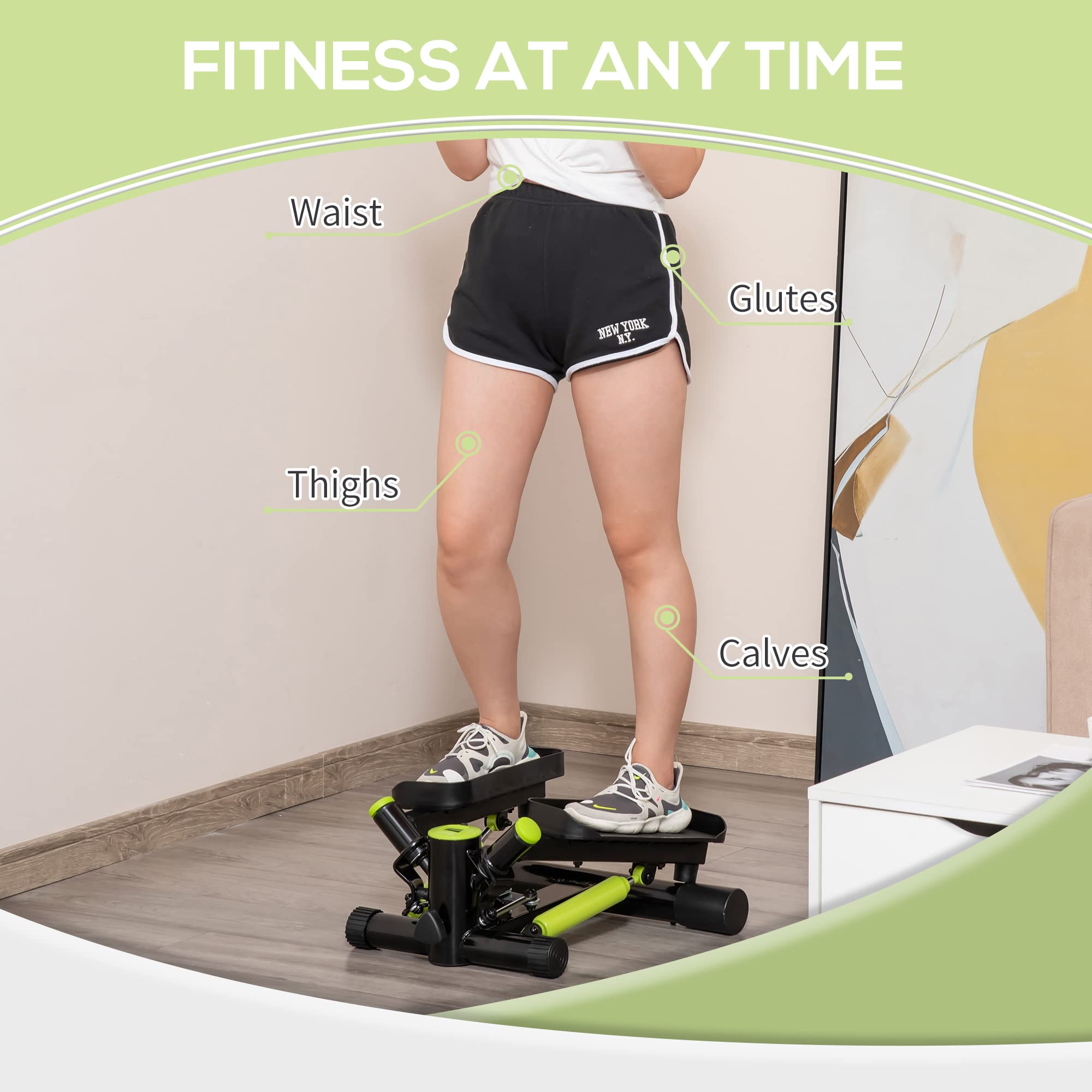 Soozier Mini Stepper for Exercise with Comfortable Shock Absorption, Mini Stair Stepper with Wide and Stable Base, Portable Home Workout Equipment, 220lbs Weight Capacity