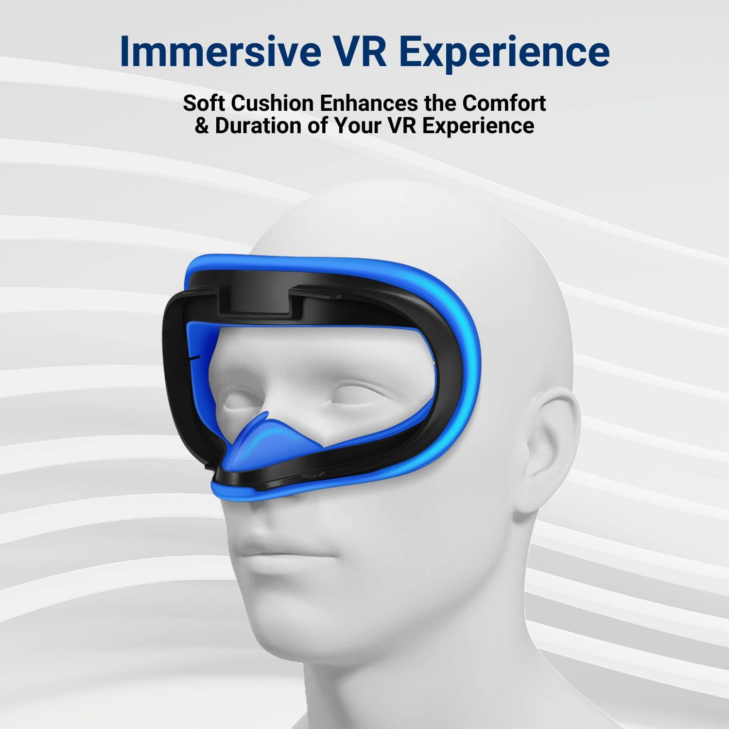 TNP VR Face Cover and Eye Cover for Meta Oculus Quest 2 Face Cushion with Nose Light Blocker - Sweat Guard Silicone Cover for Oculus Quest 2 Face Pad, Blue