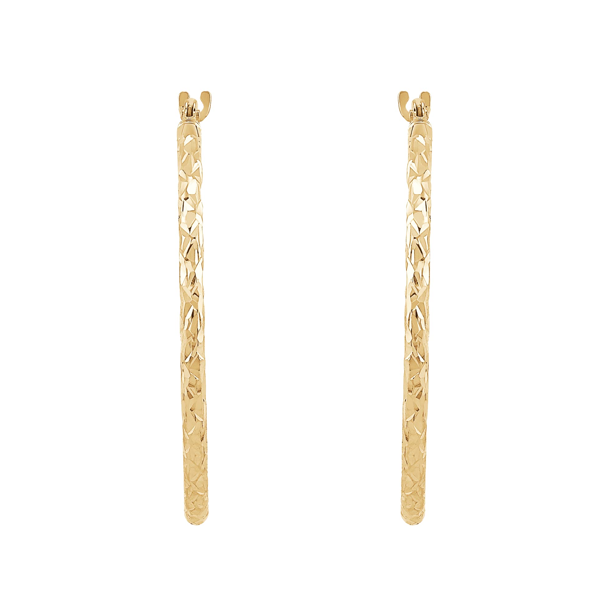 Welry Crystal-Cut Tube Hoop Earrings for Women, 10K Yellow Gold, Jewelry Gift Idea, 28mm