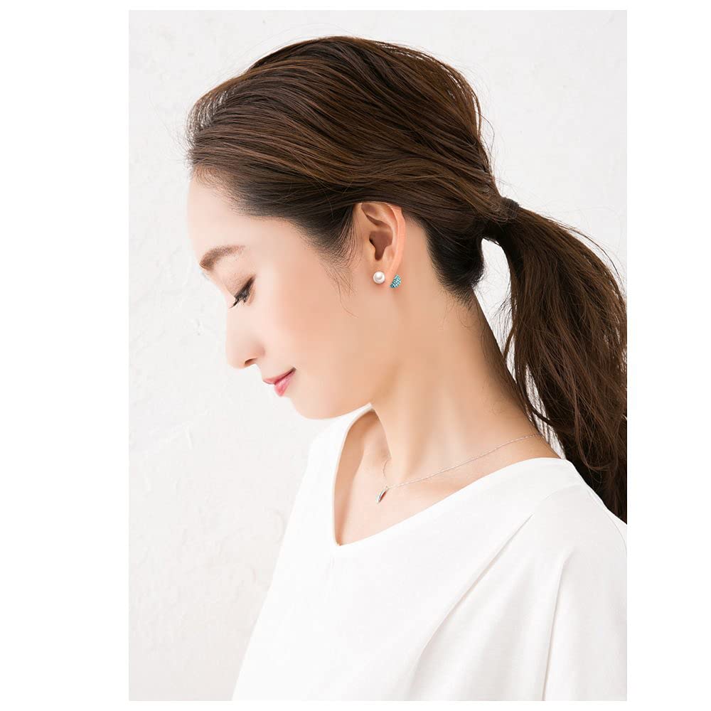 Pearl Crystal Double Sided Stud Earrings Front Back Catch Earring for Women 10mm (White )...