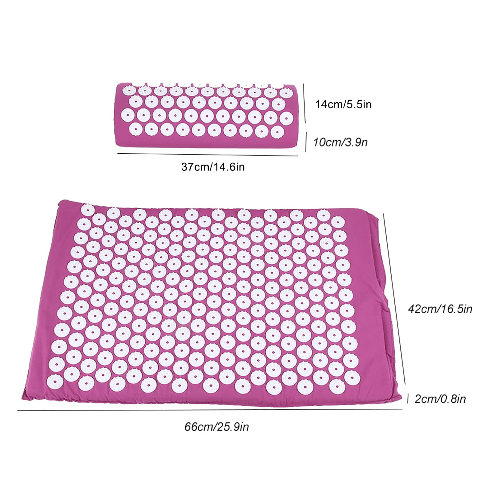 Vifemify Acupressure Cushion Pillow Set Acupuncture Massage Yoga mat Pain Relief with Tote Bag Convenient and Practical(Purple)