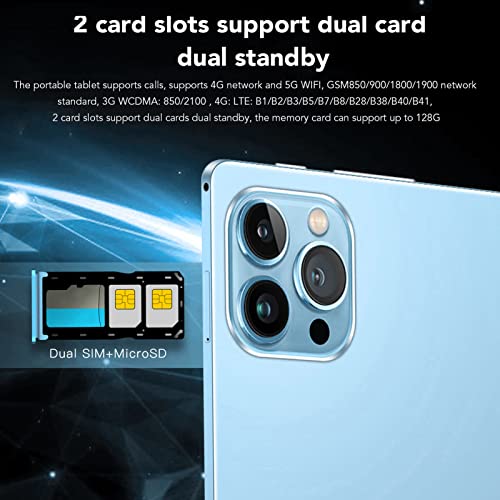 suick Portable Tablet, Octa Core 5G Processor 2.4G WiFi 100-240V 6G RAM 128G ROM Support Call 10.1 Inch Tablet for Home for Travel (US Plug)