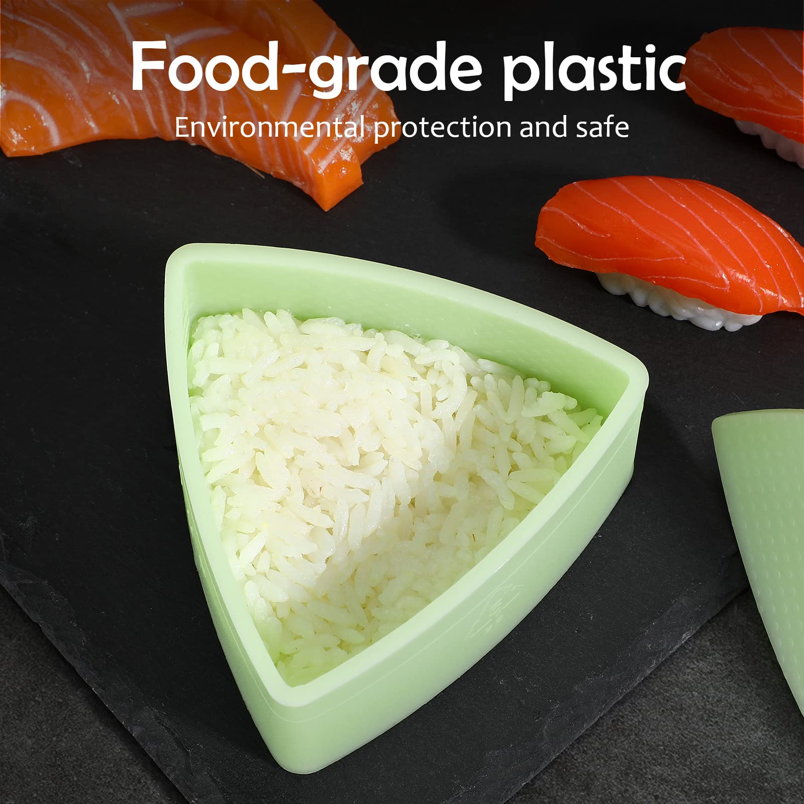 UPKOCH Triangle Sushi Mold, Rice Ball Maker, Non-stick Onigiri Press, Sushi Mold Maker, Light Green