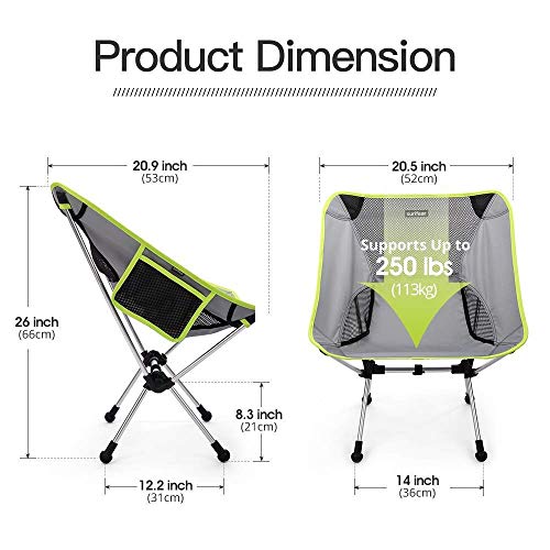 Sunyear Camping Chair Lightweight Portable Folding Backpacking Chairs, Small Compact Collapsible Backpack Camp Chair for Outdoor, Hiking, Picnic