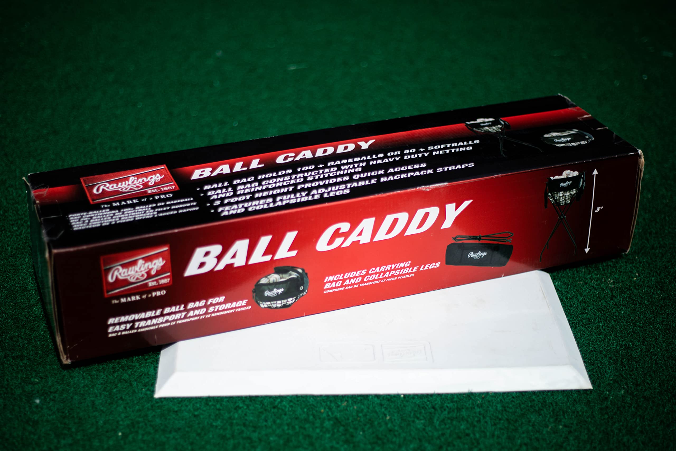 Rawlings | Ball Caddy | Holds 100+ Baseballs / 50+ Softballs | Includes Stand & Net Bag,Black