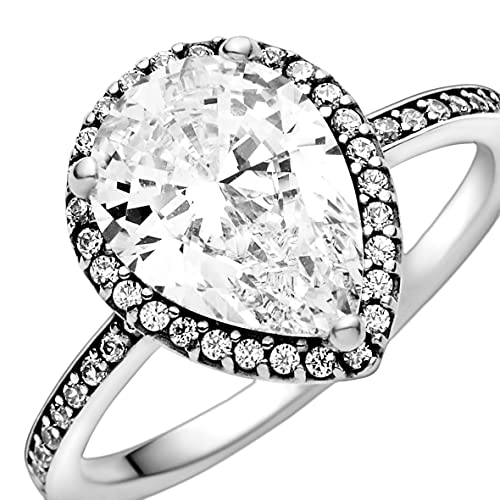 Pandora Sparkling Teardrop Halo Ring Clear 56 (US Size 7.5)