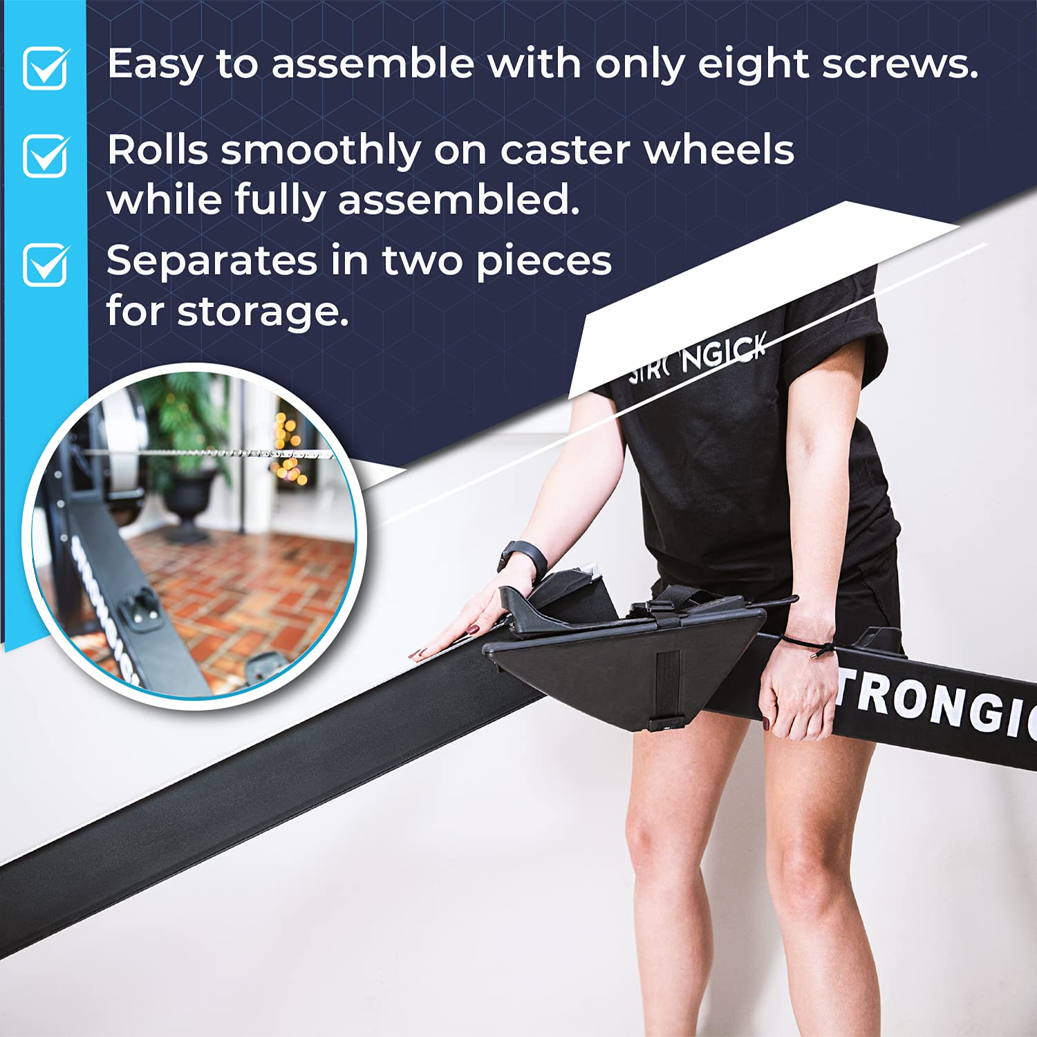 STRONGICK Foldable Rowing Machine with 10 Resistance Settings - Bluetooth Option, Transport Wheels, LCD Monitor - Rower Machine for Home, Office, Garage Use