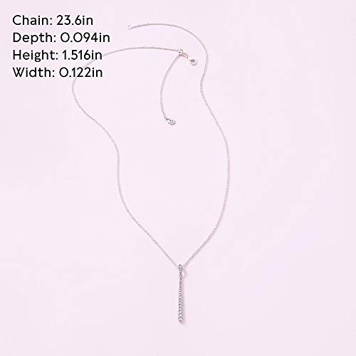 Pandora Sparkling Stones Necklace - Sleek Statement Necklace - Great Gift for Her - Sterling Silver & Cubic Zirconia - 23.6", No Gift Box