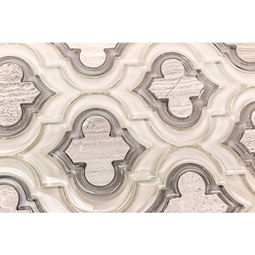 Steppe Chelsea Super White & Silver Dust Marble Waterjet Mosaic Tile Sample