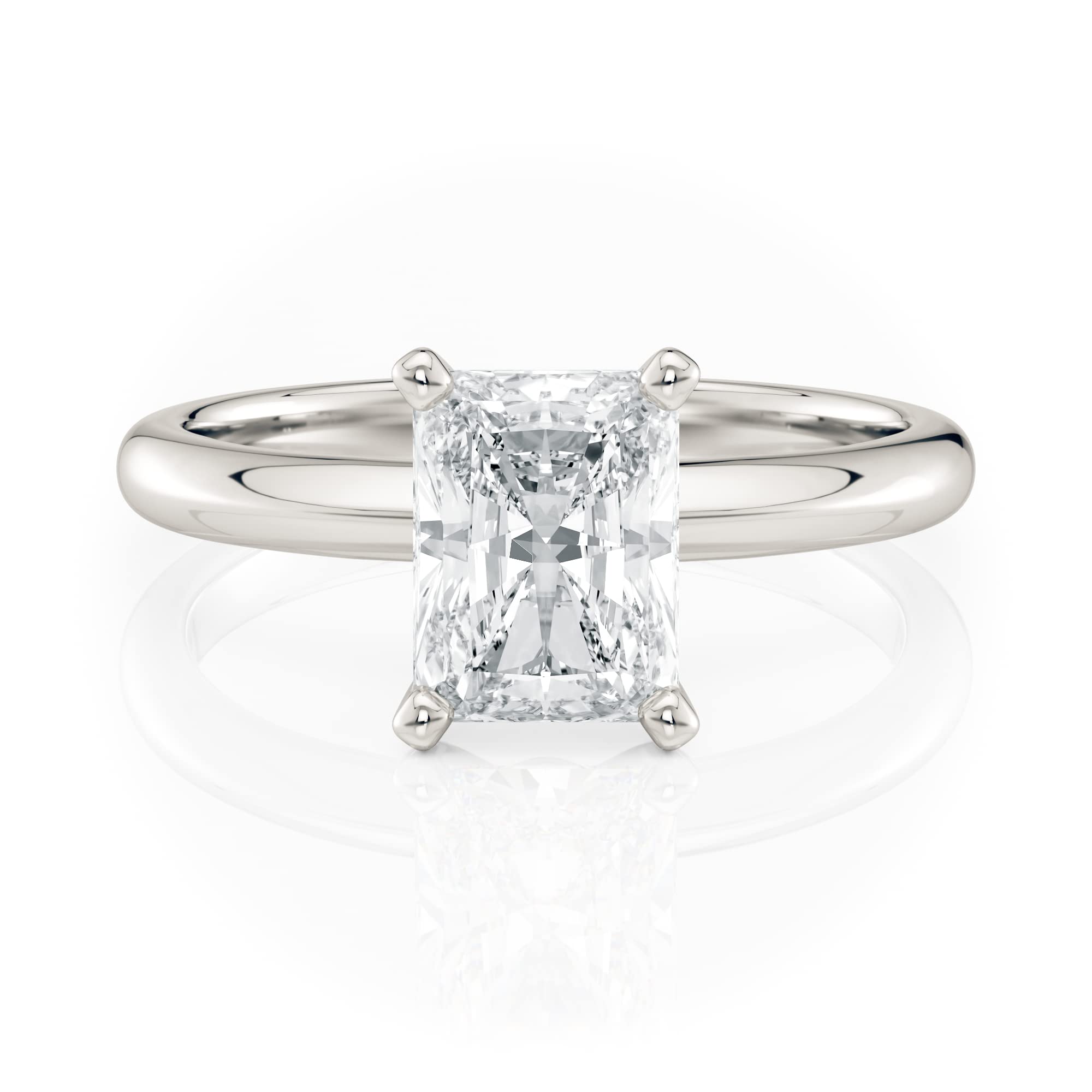 yadav diamonds and jewelry 1.00 Carat | IGI Certified Lab Grown Diamond Solitaire Engagement Ring | Radiant Rectangle Cut | 14k White Gold | G-H, VS1-VS2, CCTW | Size 7