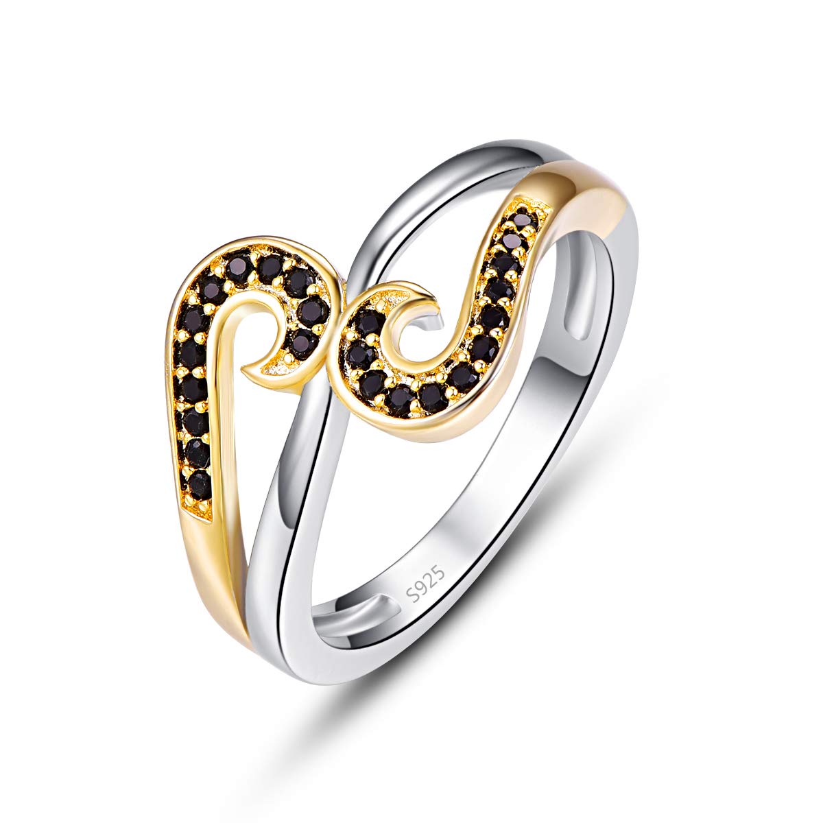 Psiroy 925 Sterling Silver 2 Tone Band Ring for Women Size 9