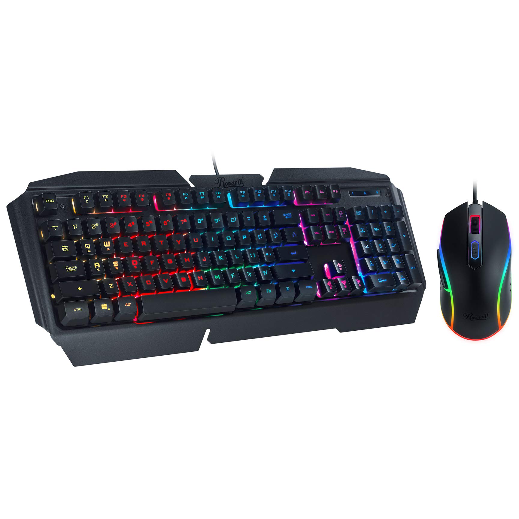 Rosewill Fusion C31 Rainbow RGB Backlit LED Gaming Mechanical Switch Feel Keyboard W/9 Lighting Effects, Adjustable 3200 DPI Gaming Mouse - PC Gamer Combo