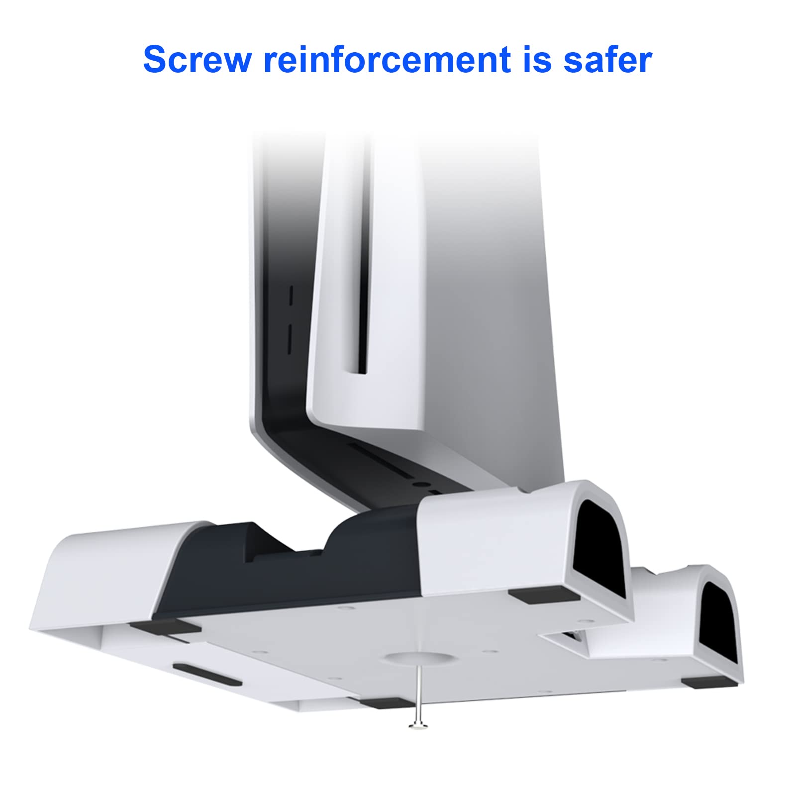 SOULION PS5 Stand with Suction Cooling Fan and Dual Controller Charger Station, Vertical Charging Dock Accessories for PS5 Console, 10 Game Slots and 2 in 1 Cable for PS5 Digital & Disc Edition, White