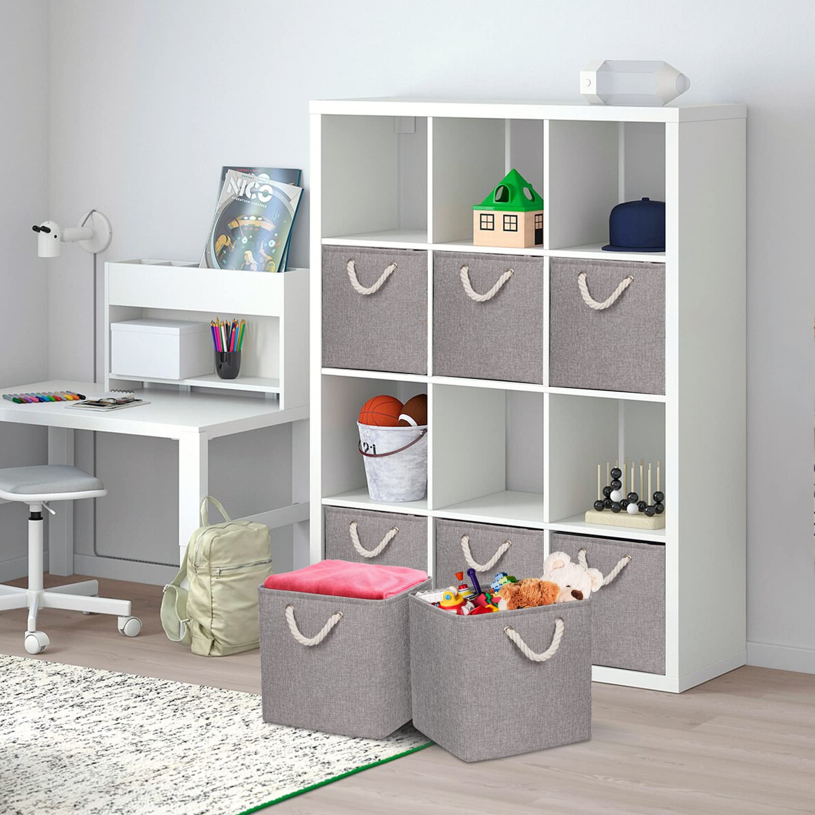 Syeeiex Storage Bins,[3-Pack] 13x13x13 Storage Cube Bins,Collapsible Storage Cubes, Storage Baskets, Storing Cloths, Books on Bedroom or Living Room