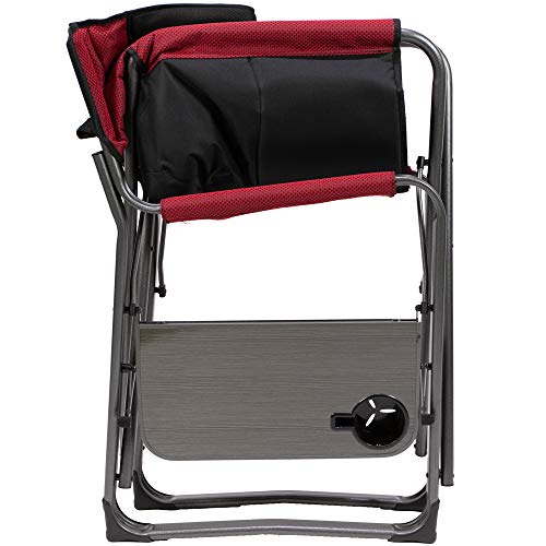 Ozark Trail XXL Folding Padded Director Chair with Side Table, Red 600 lb Capacity