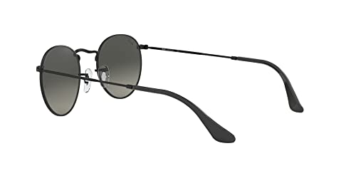 Ray-Ban RB3447N Round Flat Lens Sunglasses, Black/Light Grey Gradient Dark Grey, 53 mm