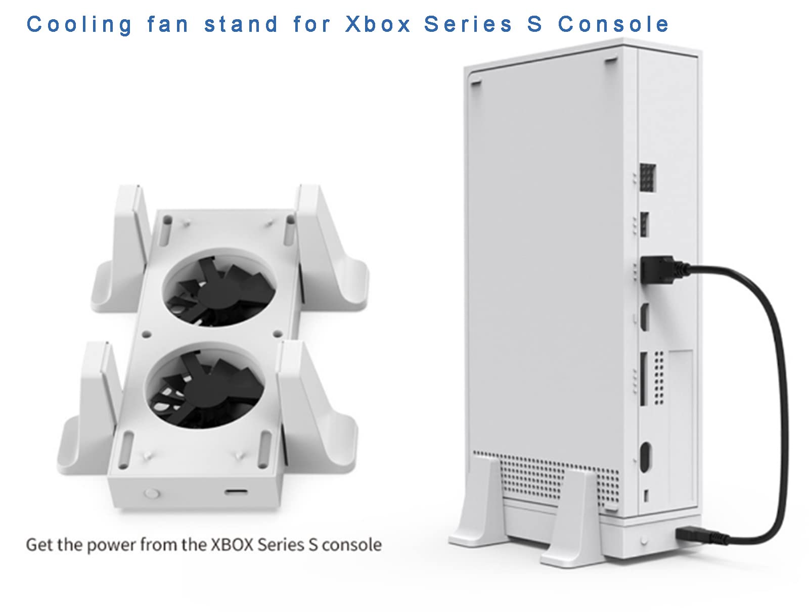 ZOAONWKS Vertical Cooling Fans Stand for Xbox Series S Console Smart Xbox Series S Cooler Fan Temperature Controlled 3 Levels Adjustable Speed with Type-C Power Input