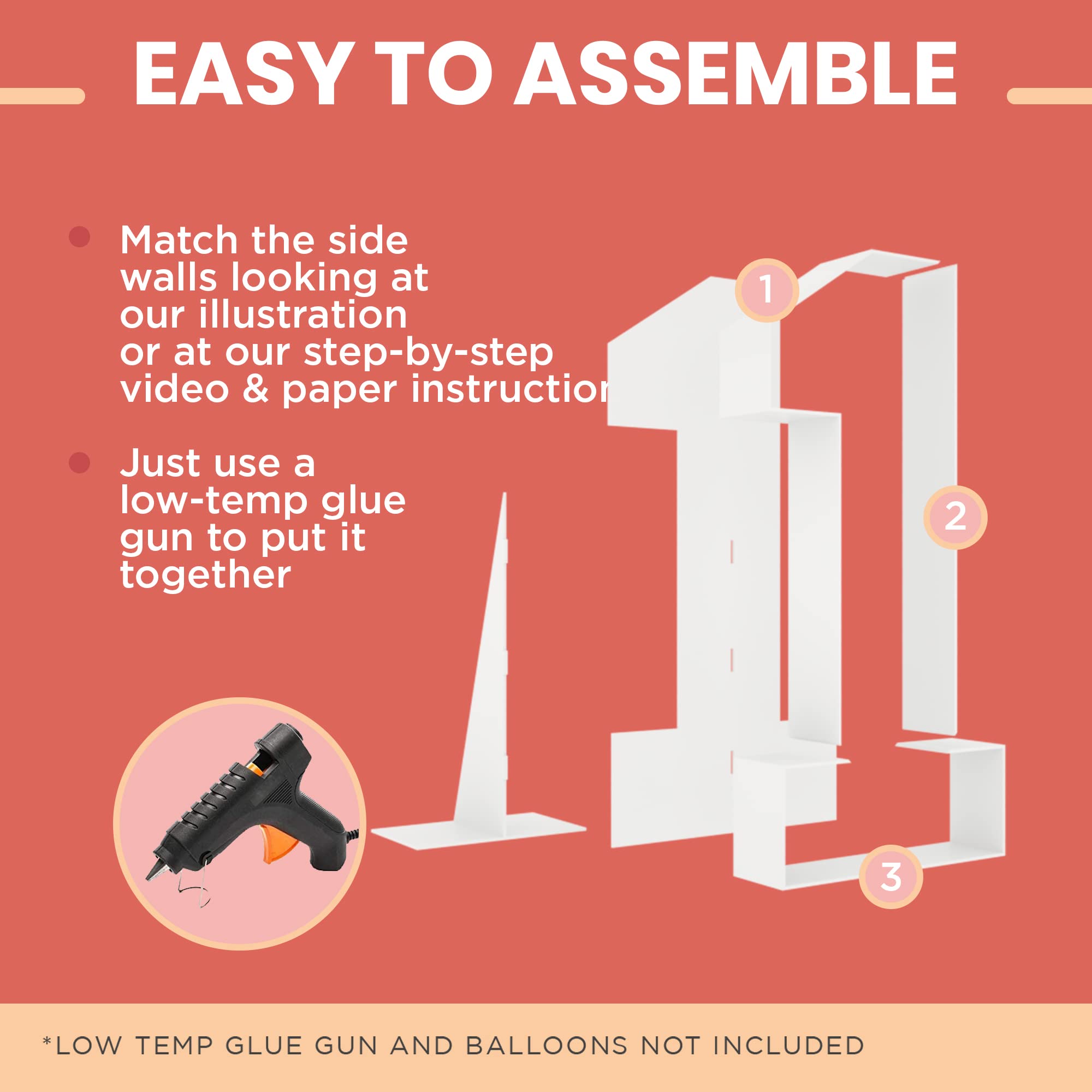 Super Easy Assembly 3FT Large Marquee Numbers - Number 1 Balloon Frame - Mosaic Numbers For Balloons - Ideal Number One Balloon Frame for First Birthday Decorations - Numero 1 Para Decoracion