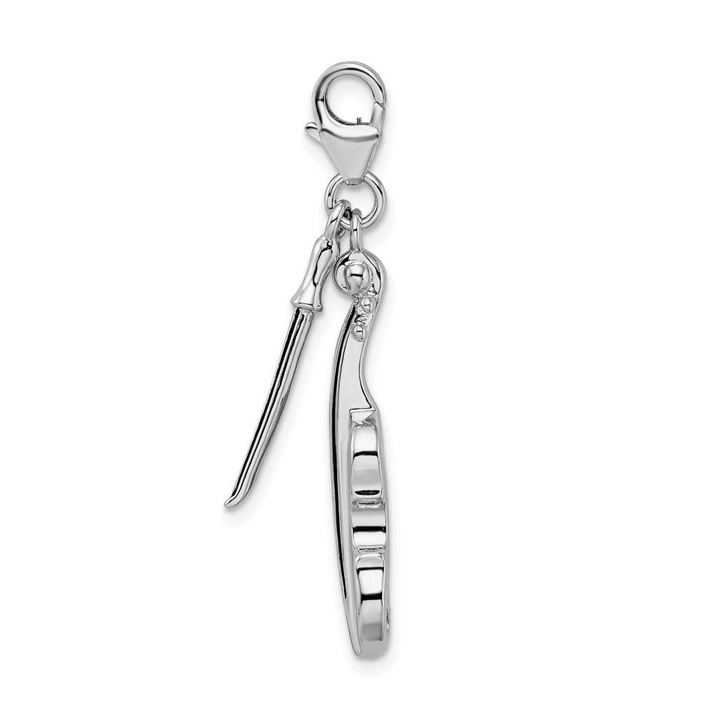 Sterling Silver Amore La Vita Rhodium-pl 3-D Violin Antiqued Bow Charm 46mm 10mm style QCC291