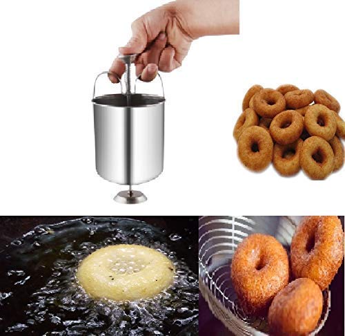 Stainless Steel MEDUVADA Maker for Perfectly Shaped & Crispy Medu Vada, Donut Maker Dispenser Medu Vada Mould South Indian Utensils Medu Wada Dispenser