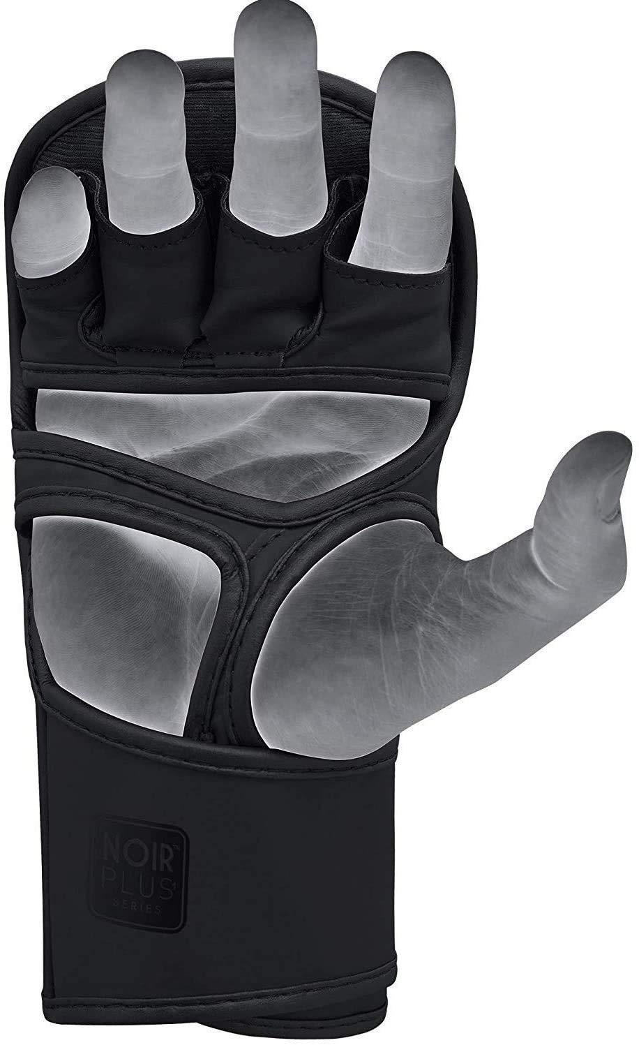 RDX MMA Hybrid Sparring Gloves, Maya Hide Leather, Open Ventilated Palm, Padded Mitts Martial Arts Kickboxing Muay Thai Training Cage Fighting, Men Adult, Punching Bag and Pads Workout