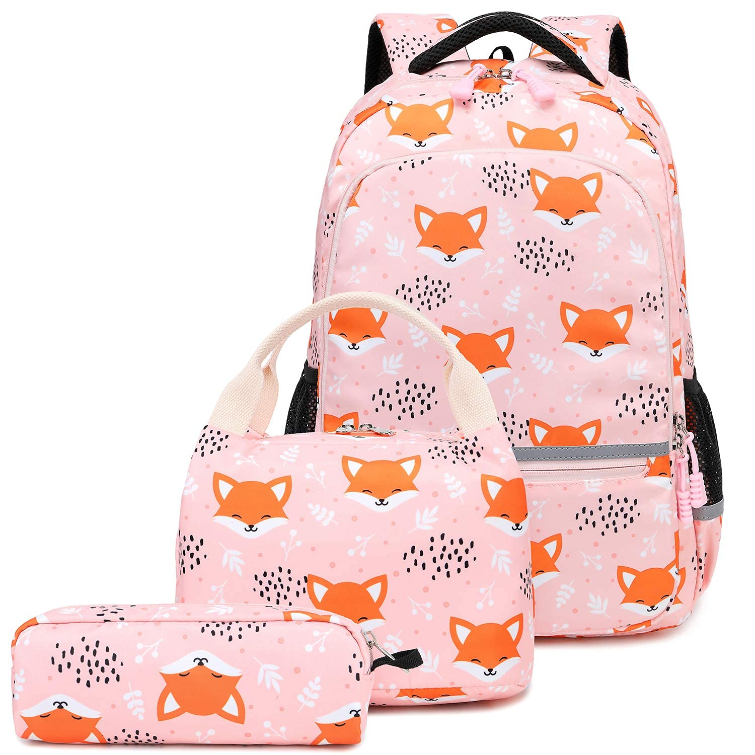 Soekidy Backpacks for Girls Fox School Bags Kids School Bags Backpack with Lunch Box and Pencil Case for Age 3+