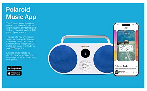 Polaroid P3 Music Player (Black) - Retro-Futuristic Boombox Wireless Bluetooth Speaker Rechargeable with Dual Stereo Pairing