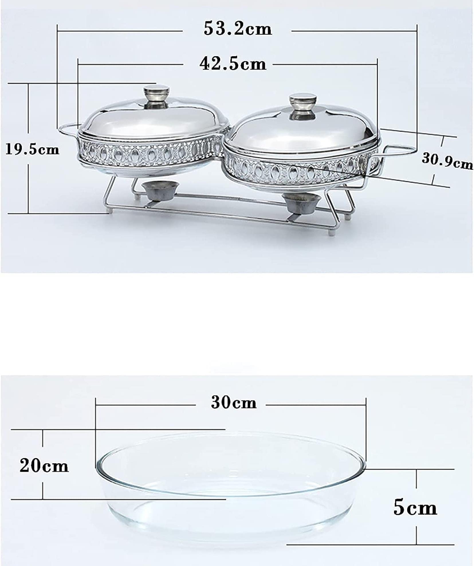 UZOURI 3 Quart Stainless Steel Chafing Dish Buffet Set, Chafer Set with Lid, Food Warmer for Parties Kitchen Banquet Dining,Silver (Gold)