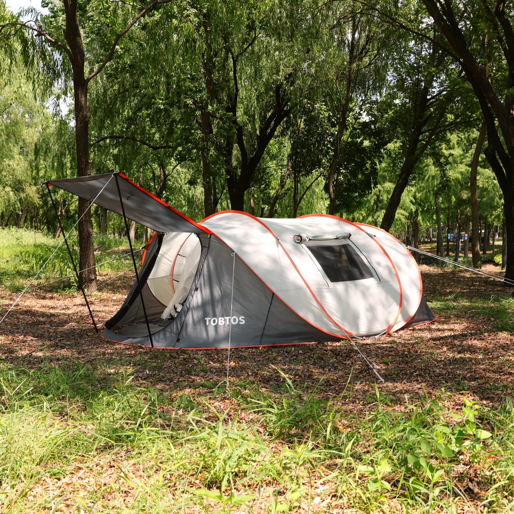 TOBTOS Pop Up Camping Tent 6 Person Double Layer with Vestibule, Automatic Setup Instant Tents for Camping Hiking and Outdoor for 2/3/4/5/6 People