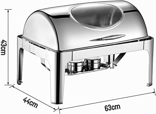 UZOURI Stainless Steel Chafing Dish with Full Rotating Cover, Chafing Dish Set Food Warmer Buffet, Buffet Dish Catering Pan for Kitchen Party Banquet Dining