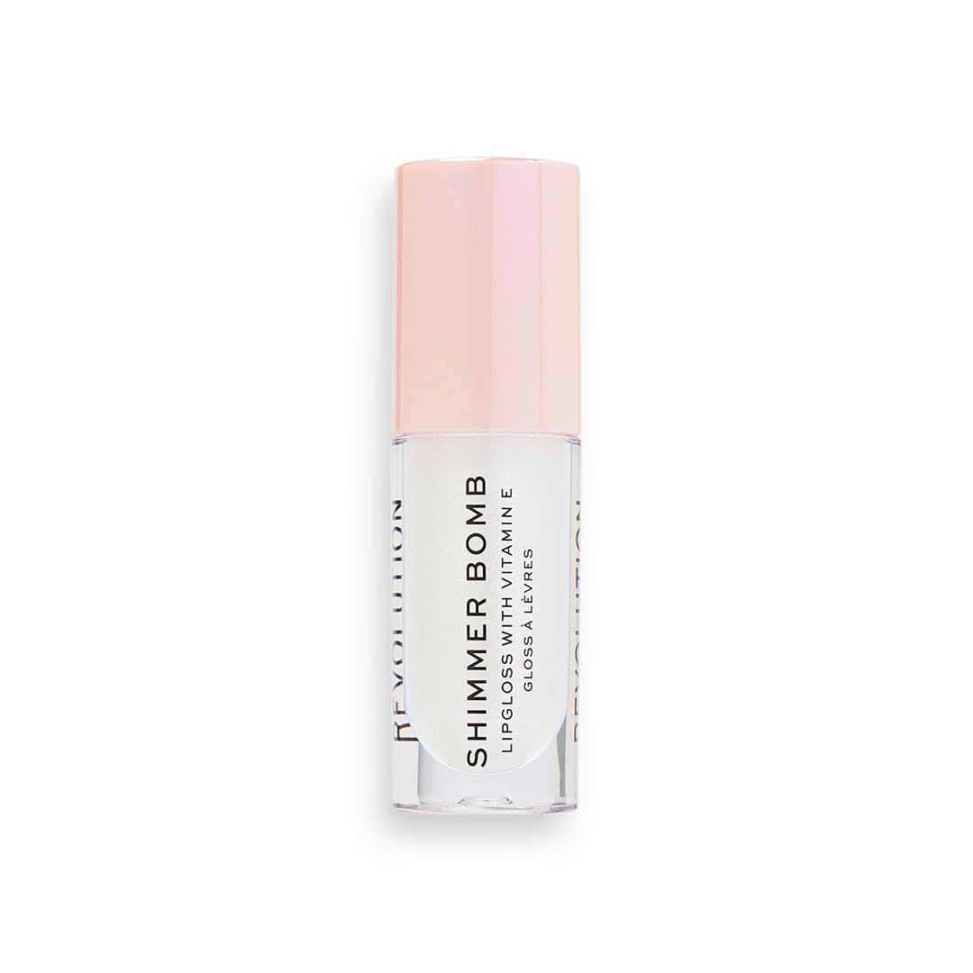 Revolution Shimmer Bomb Lip Gloss, Lip Tint Infused With Vitamin E, Shimmery Finish, Comes In 6 Colors, Gleam
