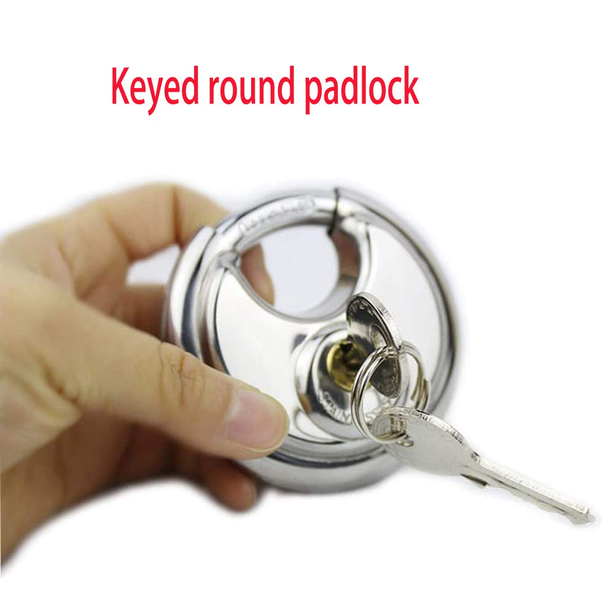 Stainless Steel Discus Keyed Padlock with 2 Keys Heavy Duty Rustproof Disc Locks with Hardened Steel Shackle for Indoor Outdoor Security, Storage Unit, Trailers, Tool Box, Gate, Shed, Fence (1 Pack)