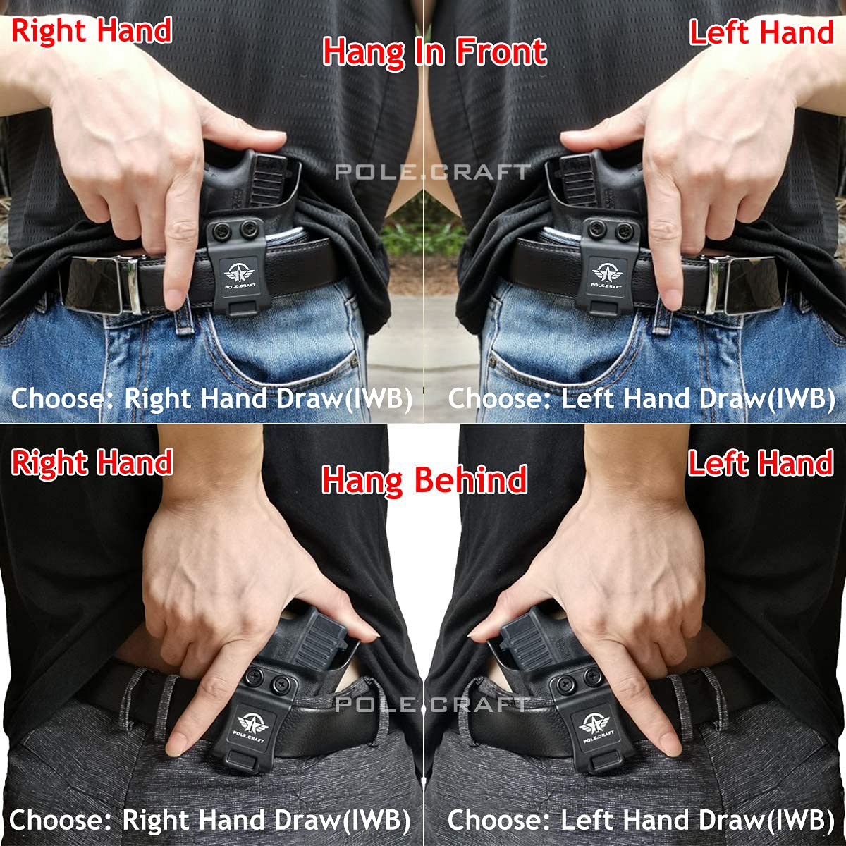 POLE.CRAFT M&P Shield 9mm Holster IWB Kydex for Smith & Wesson M&P Shield 9mm .40 3.1" Barrel S&W Pistol Case, Inside Waistband Holster M&P Shield 9mm 40, Right Hand Draw