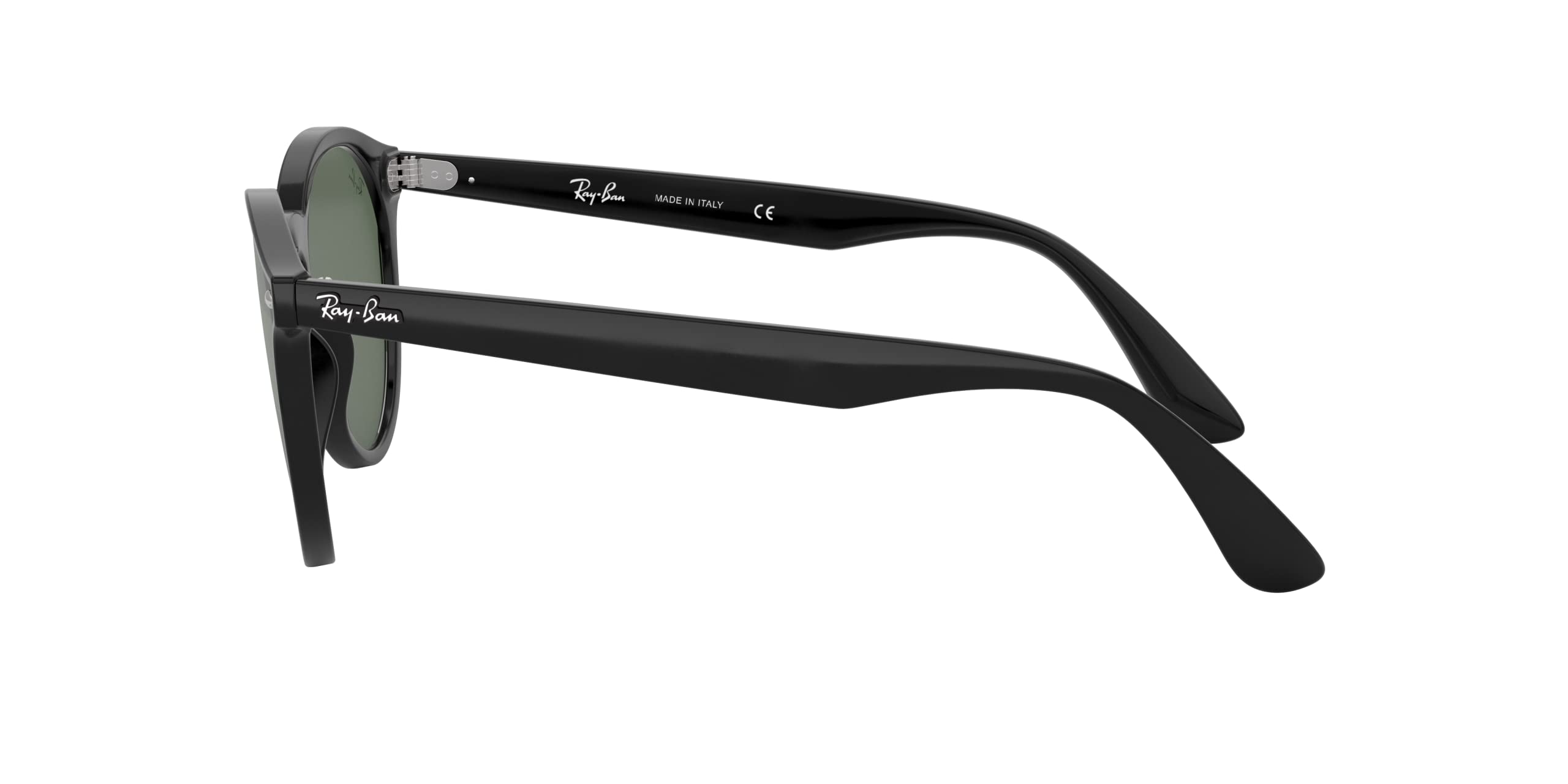 Ray-Ban RB4380N Blaze Round Sunglasses, Black/Dark Green, 37 mm