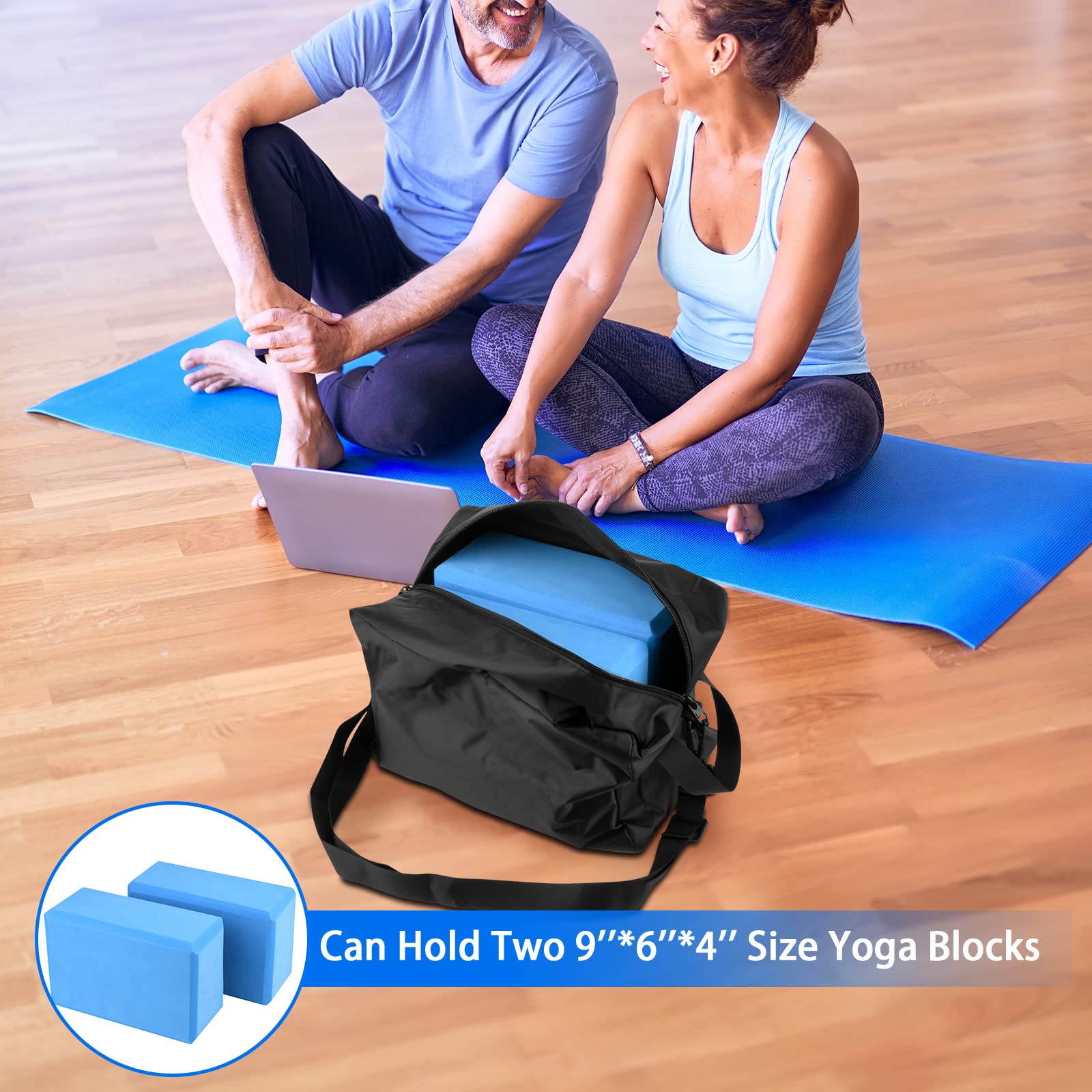 Xxerciz Yoga Blocks Bag Yoga Foam Blocks Bag with Shoulder Strip, Store 2 Pack Yoga Blocks, Lightweight and Durable Multi-Functional Storage Bag (Only Bag)