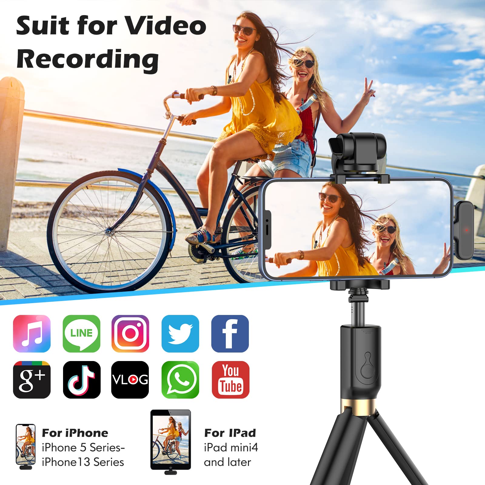 Wireless Lavalier Microphone for iPhone iPad, Portable Wireless Microphones with Charging Case, Over 7 Hours of Battery Life for Vlog, Interview, YouTube, TikTok