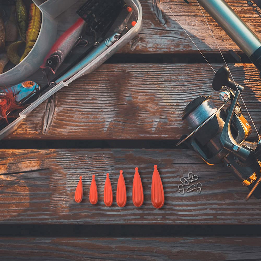 WHYHKJ 6pcs Fishing Casting Practice Plugs of Different Sizes Fishing Practice Casting Plugs, Orange