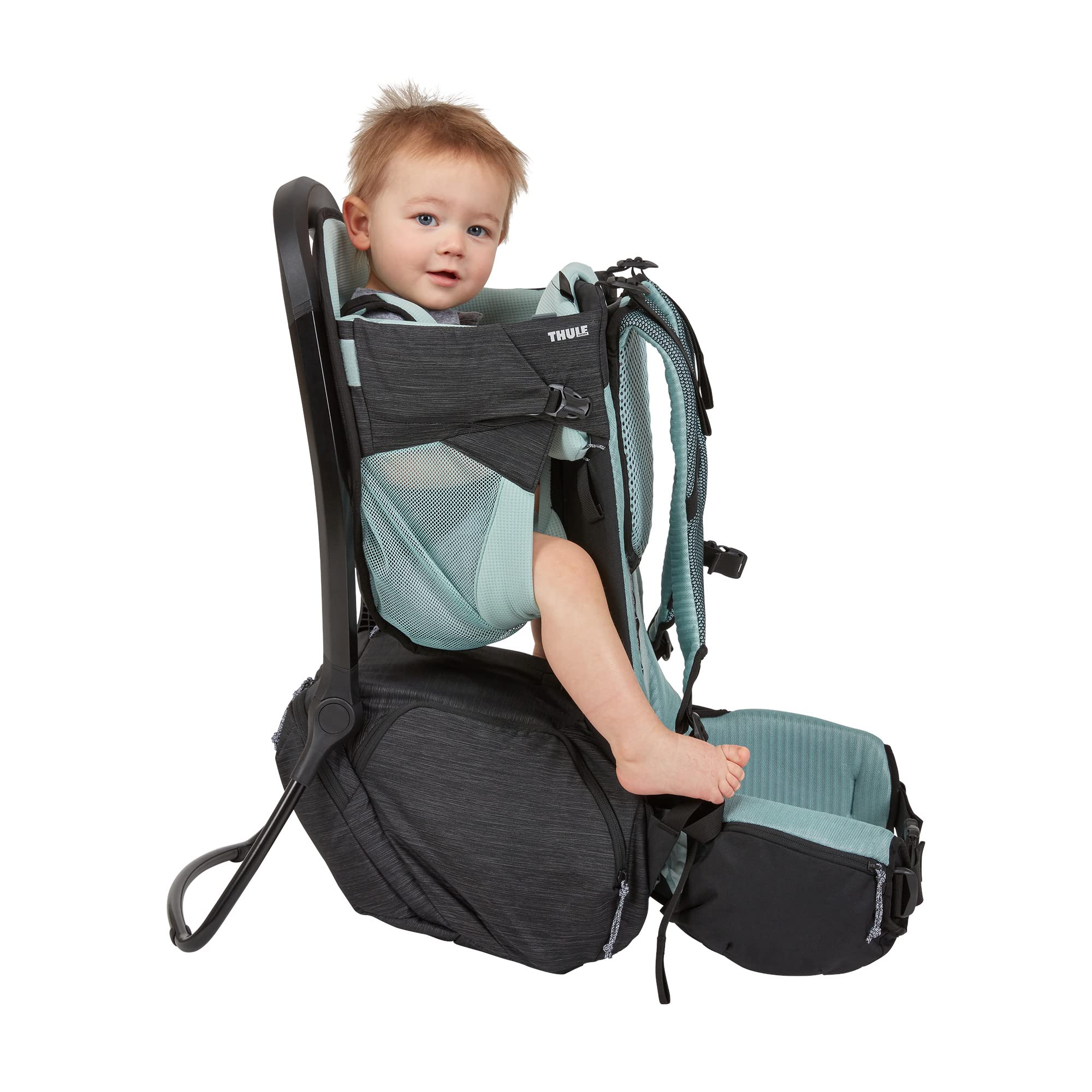 Thule Sapling Child Carrier Backpack - Machine Washable Seat - Self-Standing Frame - Adjustable Padded Straps for Parents - Ergonomic seat with Under-Leg Support for Child - UPF 50 Sunshade