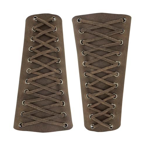 Valhalla Gear, Set of 2 Bracers for Archers, Hand Protector for Bow Shooting Practice, Outdoor Sports Armband, Wrist Guard, Full Grain Leather, Handmade, Bourbon Brown