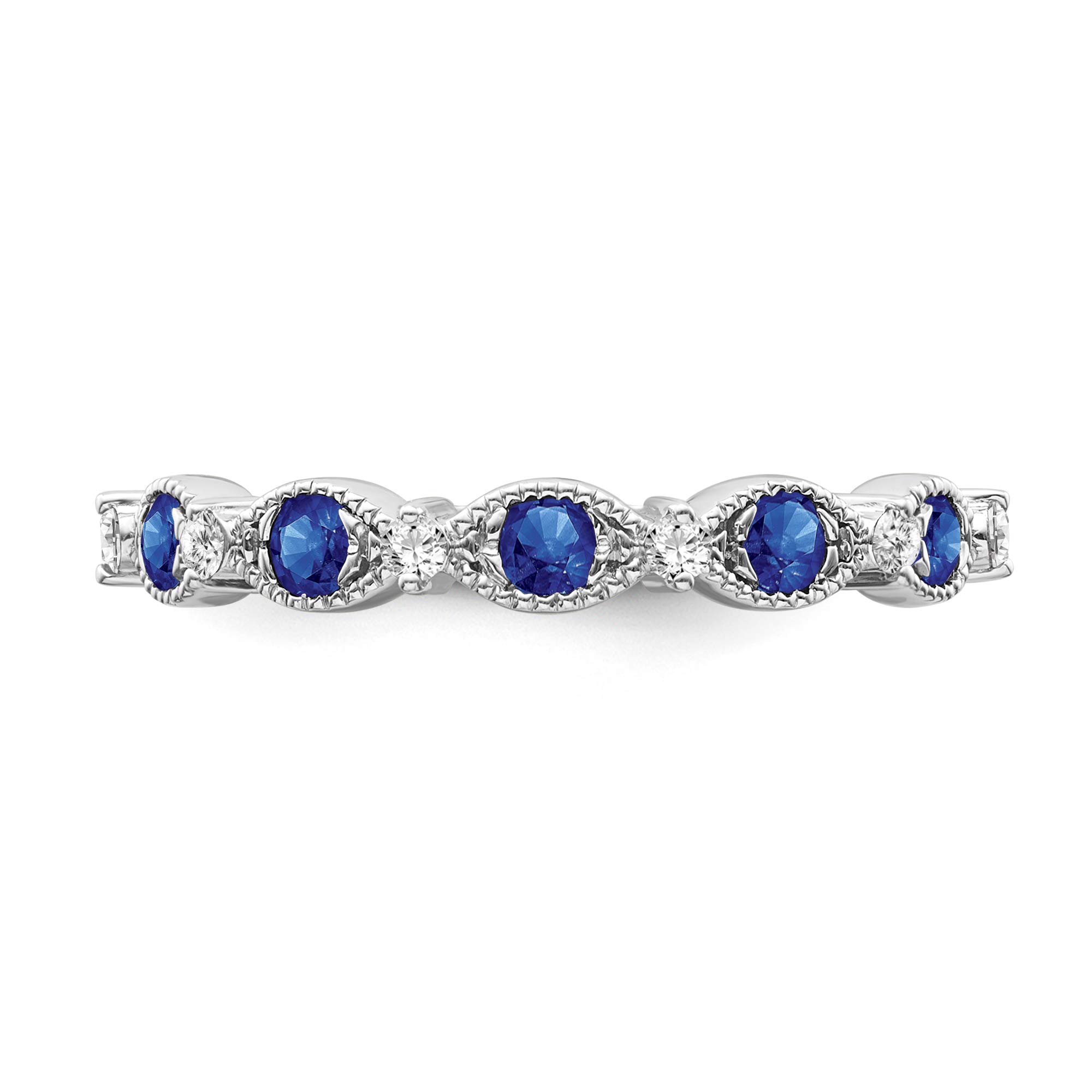 Sterling Sliver Diamond and Blue Sapphire Stackable Eternity Band Ring (1/10 cttw, I-J Color, I2-I3 Clarity), Size 6