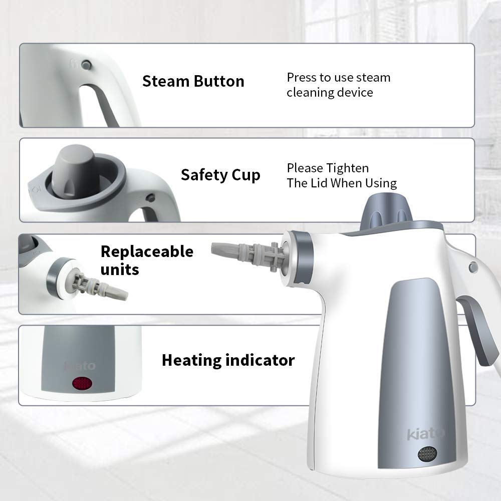 Steamer for Cleaning, Handheld Steam Cleaner, Handheld Pressurized Steamer Cleaners with 9-Piece Accessories for Stain Removal, Car Seats